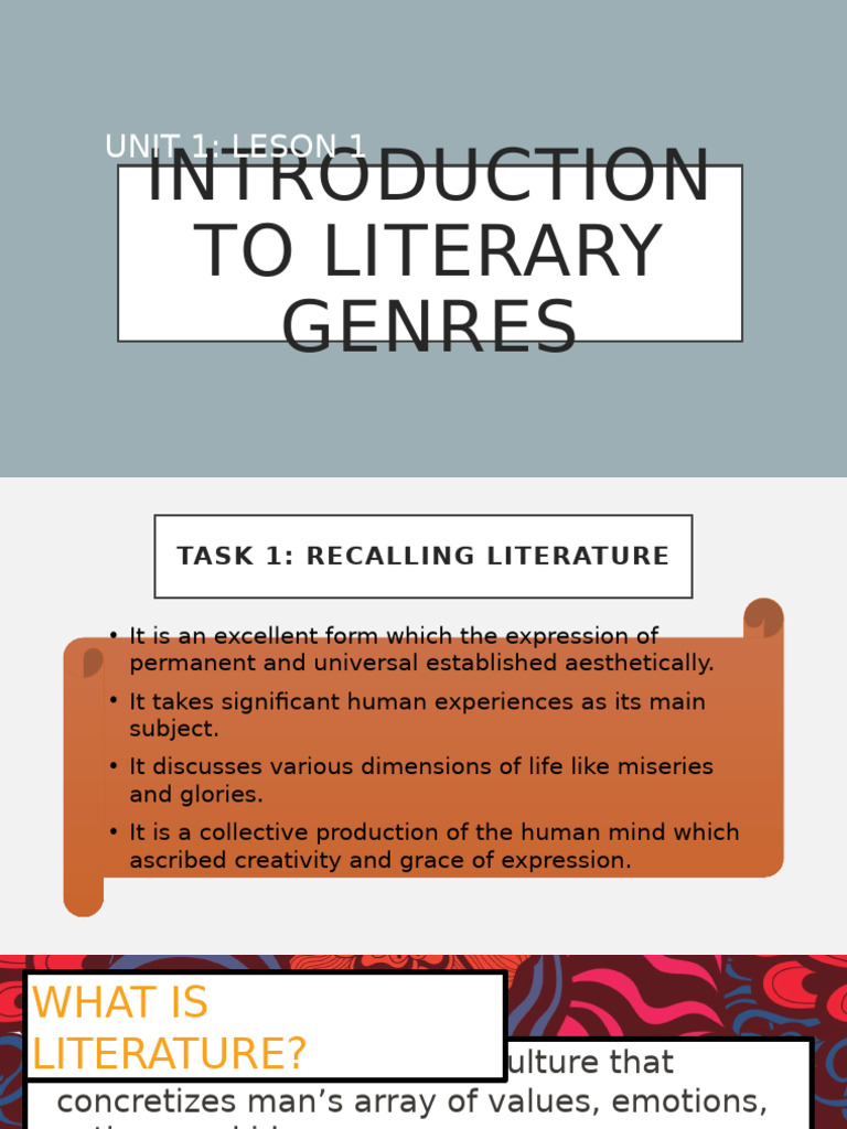 Lesson 1 Introduction To Literary Genres | PDF | Poetry | The Arts
