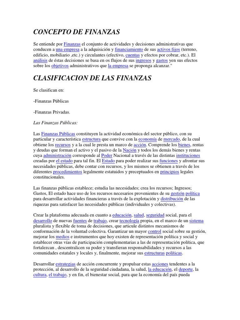 Definición y Clasificación de Finanzas | PDF | Economias | Estado ...