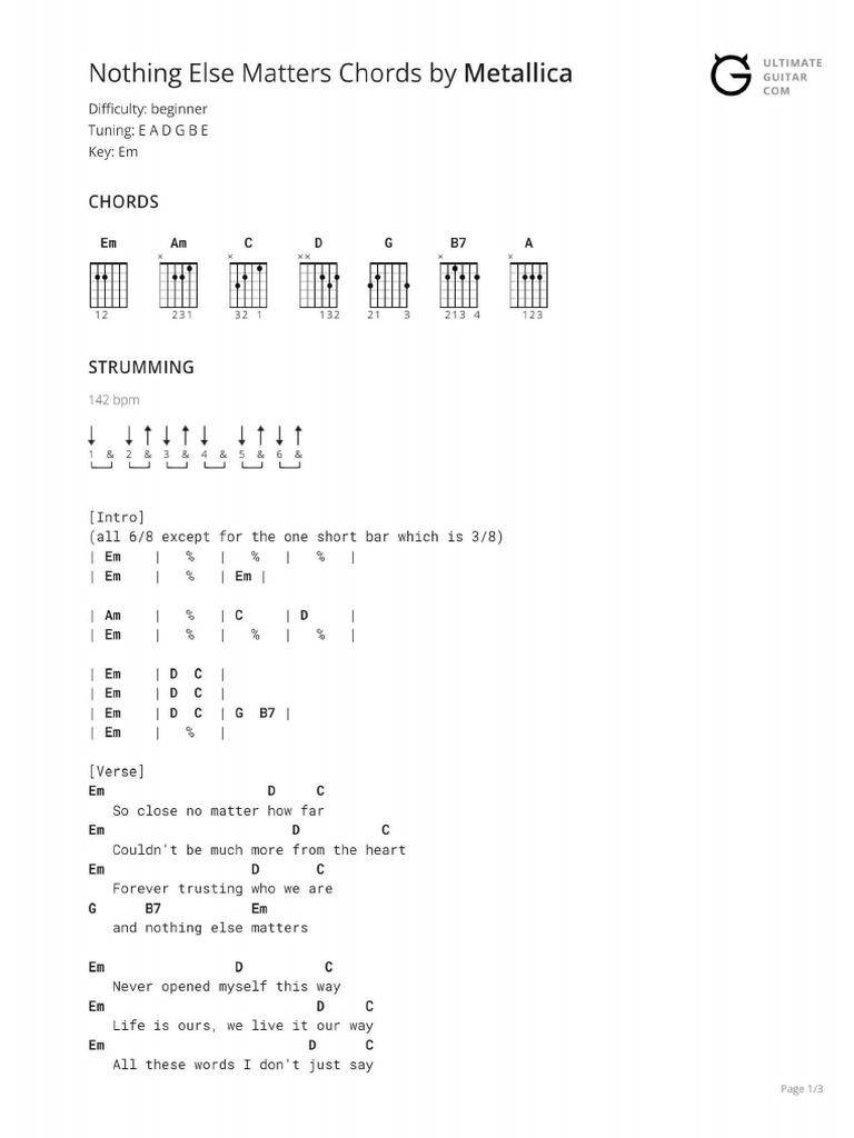 Nothing Else Matters Chords | PDF