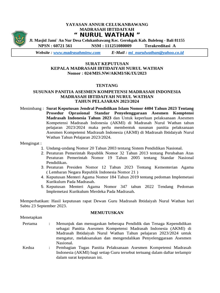 SK PANITIA AKMI 2023 | PDF
