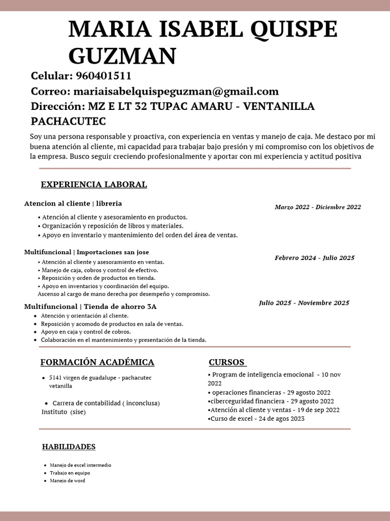 Cv Maria Isabel Quispe Guzman_20251104_085542_0000 | PDF