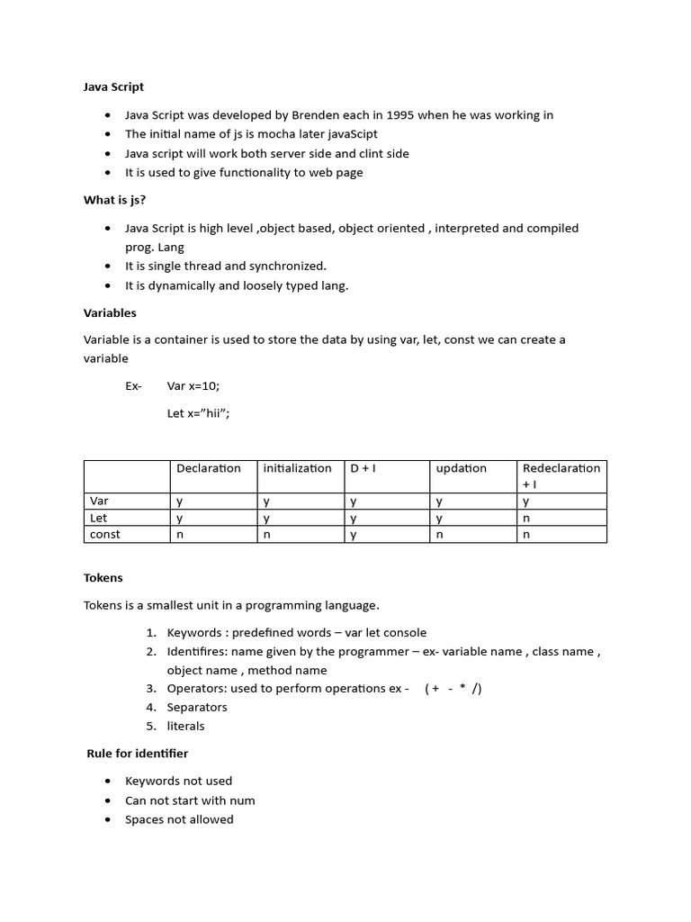 Java Script Notes | PDF