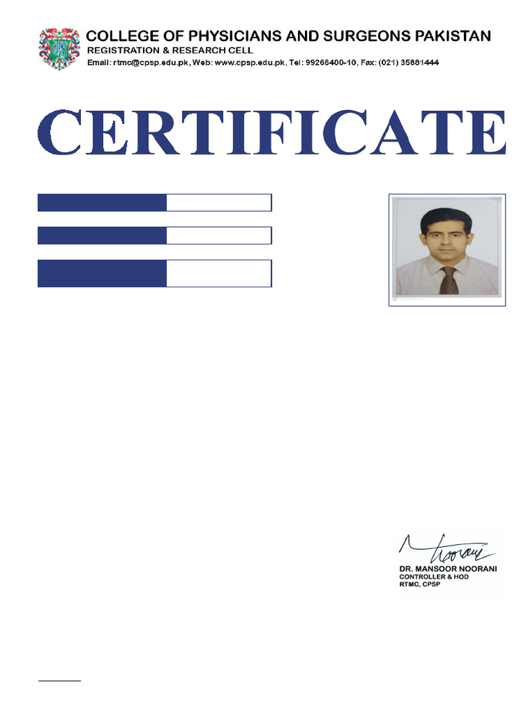 MCPS Ophthalmology Training Certificate | PDF