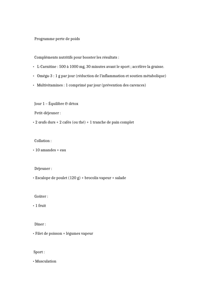 Programme de perte de poids efficace | PDF