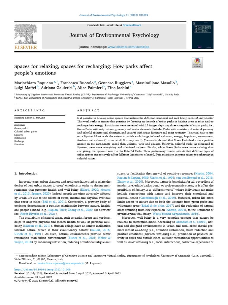 Spaces For Relaxing, Spaces For Recharging | PDF | Emotions | Well Being