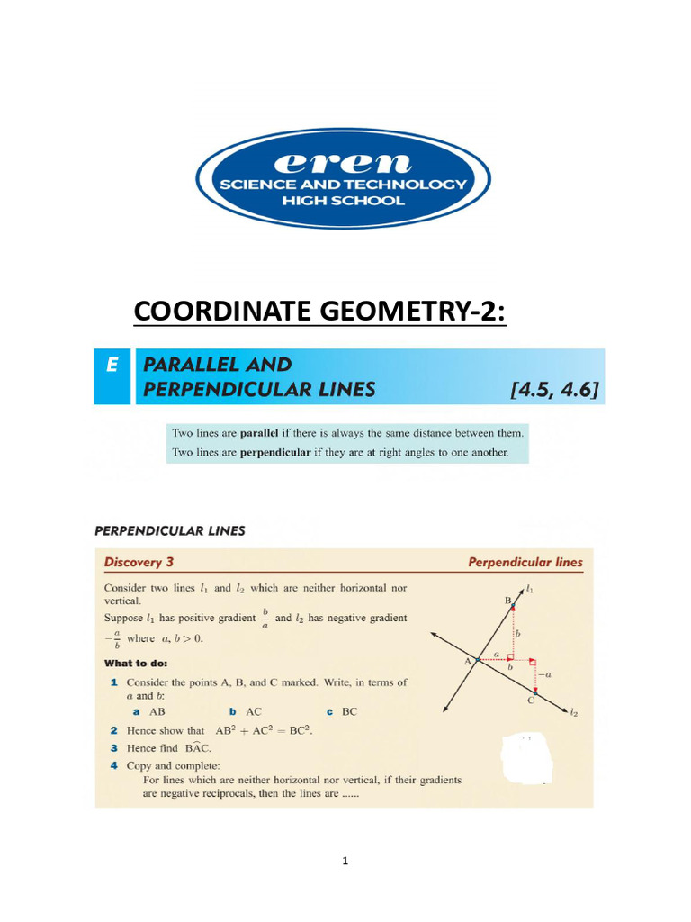 Coordinate Geometry-2 10th Grade - Eren 2025-2026 | PDF