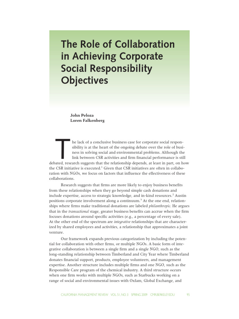 The Role of Collaboration in Achieving Corporate Social Responsibility ...
