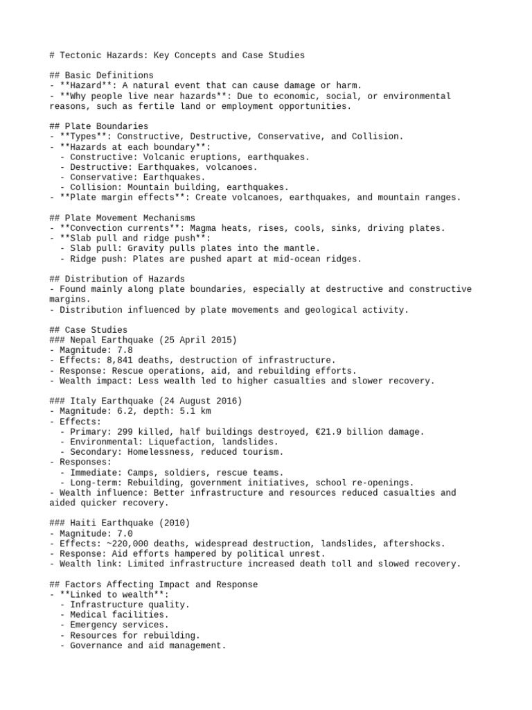 Tectonic Hazards_ Key Concepts and Case Studies | PDF | Plate Tectonics ...