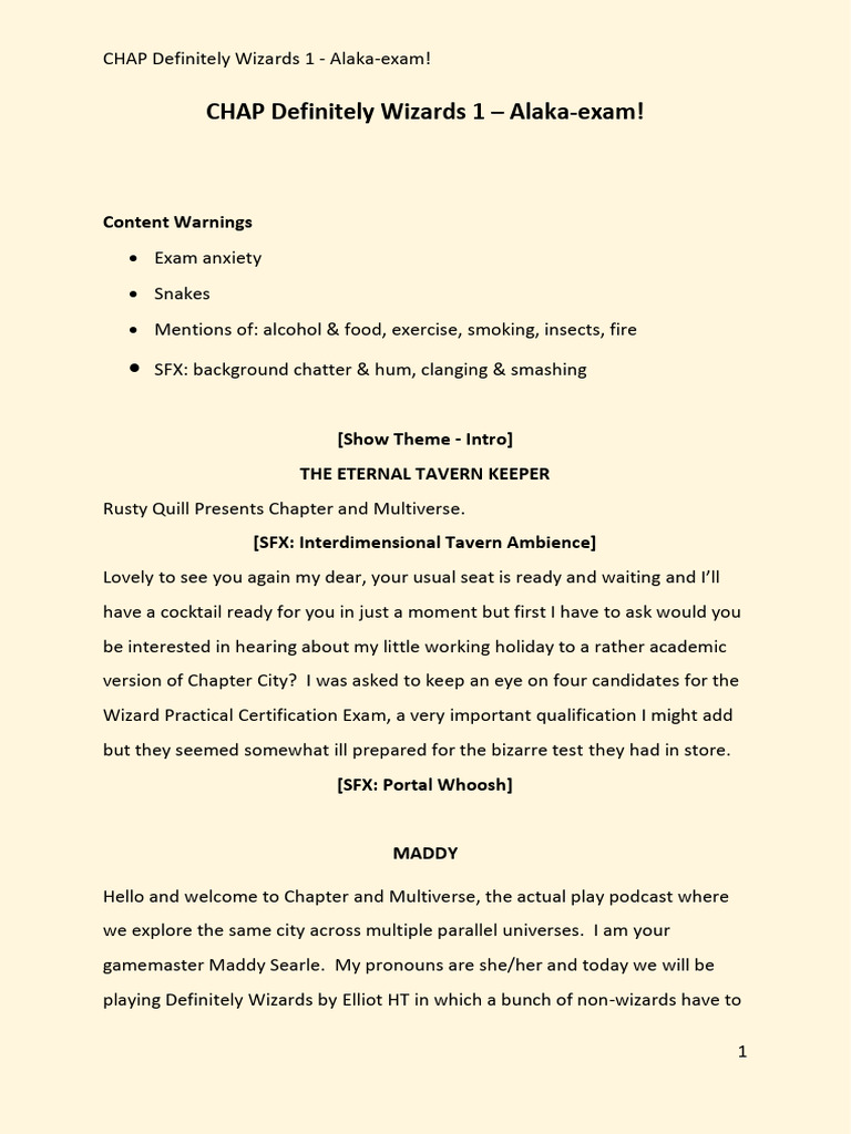 CHAP Definitely Wizards 1 - Alaka-Exam! | PDF