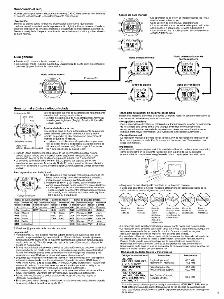 Manual Reloj Casio | PDF