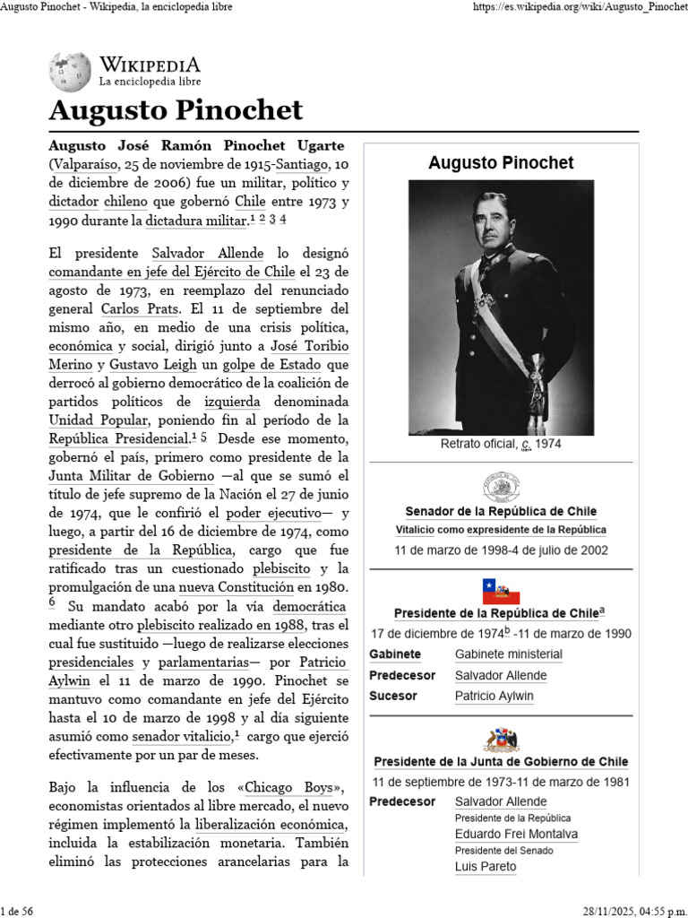 Augusto Pinochet - Wikipedia, la enciclopedia libre | PDF | Augusto ...