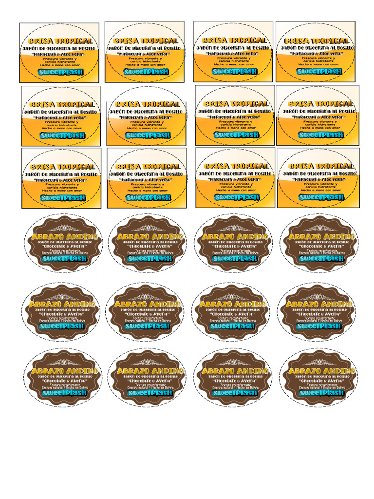 Sweetplash Etiquetas PPPPPPPPPPPPPP | PDF | Jabón | Productos de limpieza