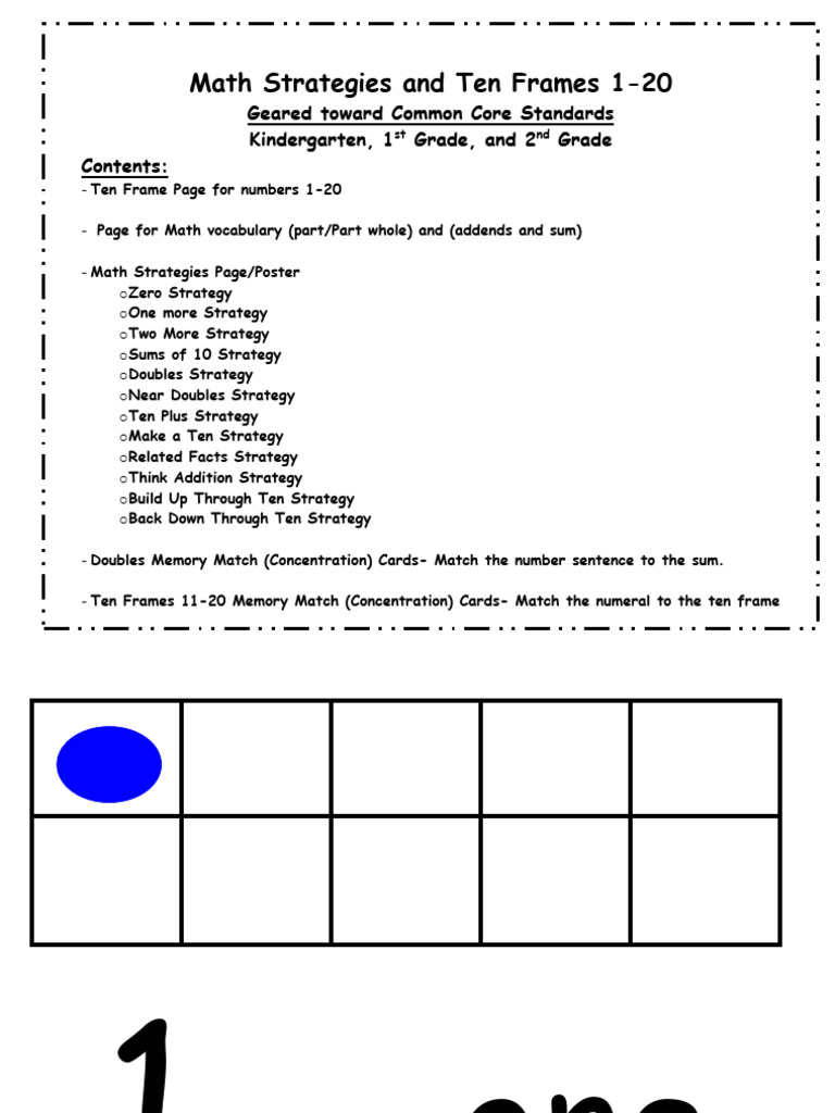 Math Strategies with Ten Frames 1-20 | PDF | Arithmetic | Discrete ...