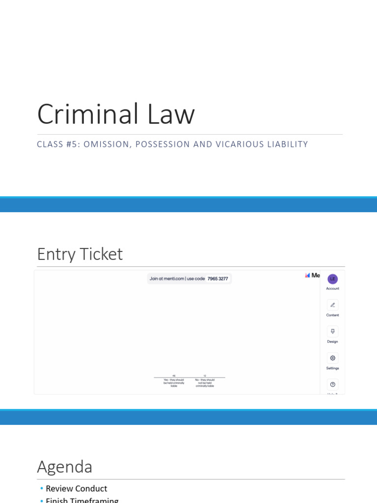 Criminal Law: Omission, Possession, Liability | PDF | Vicarious ...