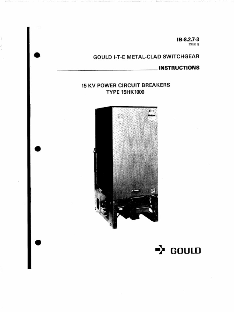 ITE Gould Metal Clad Switchgear-15kV Power Circuit Breakers Type ...