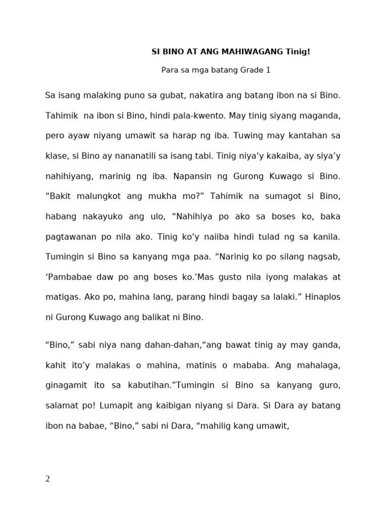 Si Bino at Ang Mahiwagang Tinig | PDF
