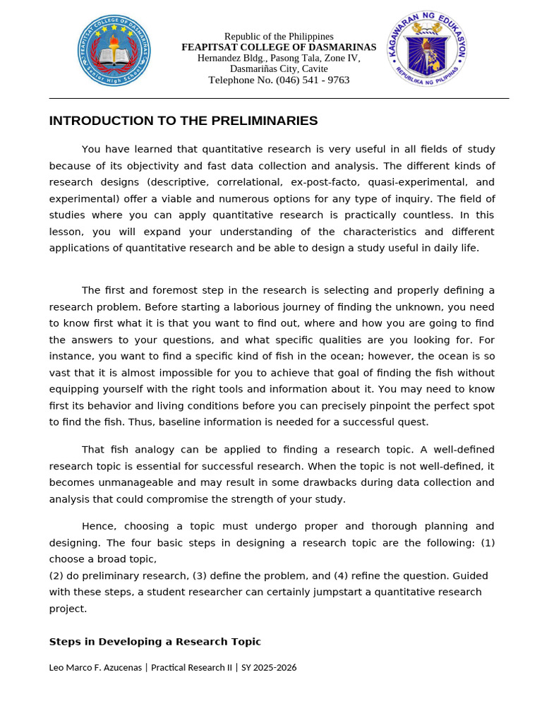 PR 2 - Intro To Preliminaries | PDF | Subject (Grammar) | Quantitative ...