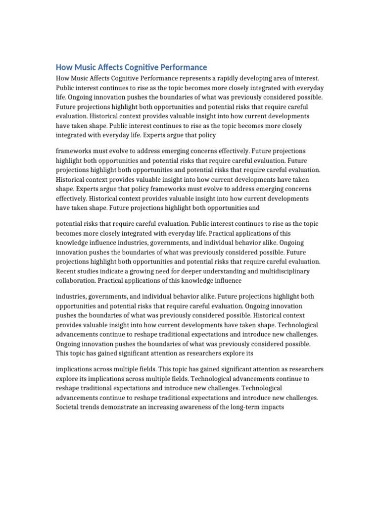 How Music Affects Cognitive Performance | PDF | Risk | Innovation