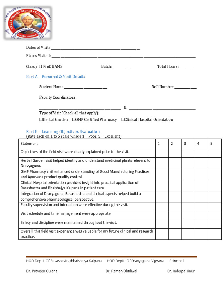 Integrated Field Visit Feedback Form Nov 2025 | PDF | Pharmacy | Ayurveda