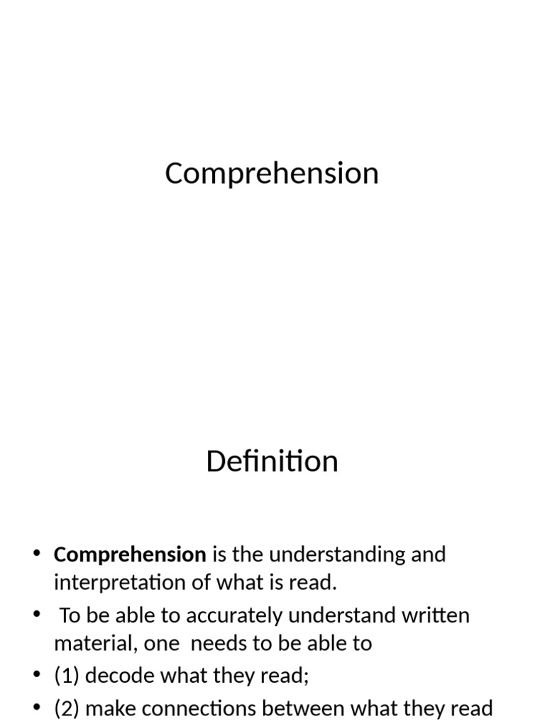 Comprehension (1) | PDF | Speed Reading | Reading Comprehension