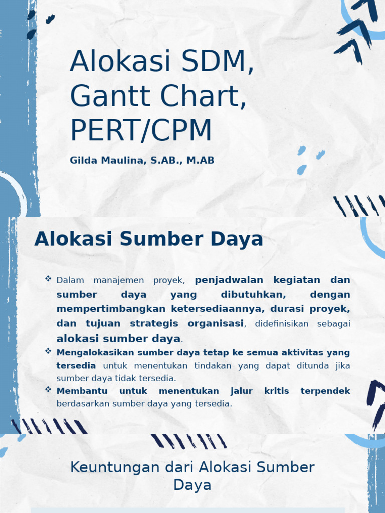 Alokasi SDM, Gant Chart, PERT_CPM | PDF