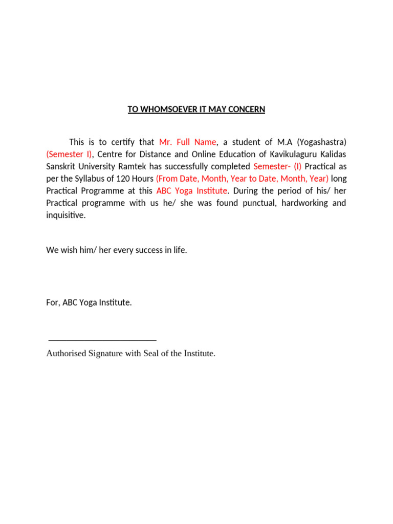 Practical Certificate Format | PDF