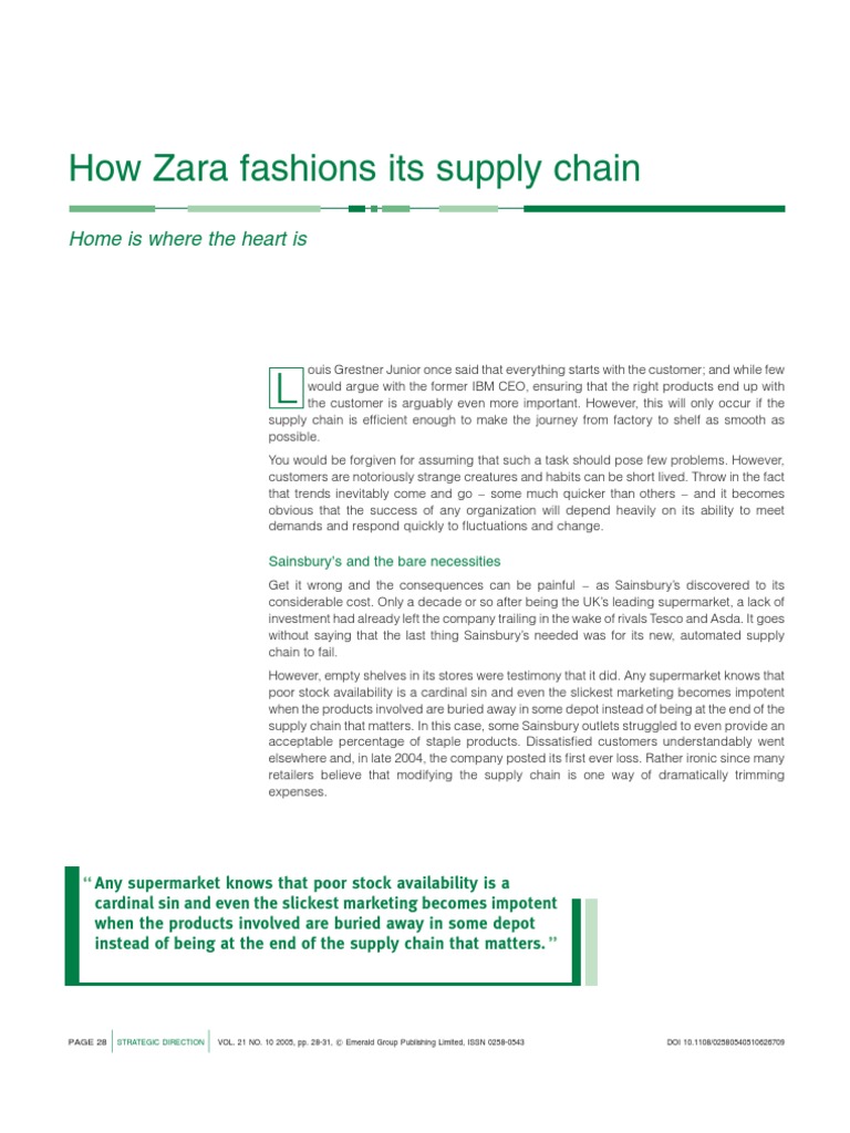How Zara Fashions Its Supply Chain | PDF | Supply Chain Management ...