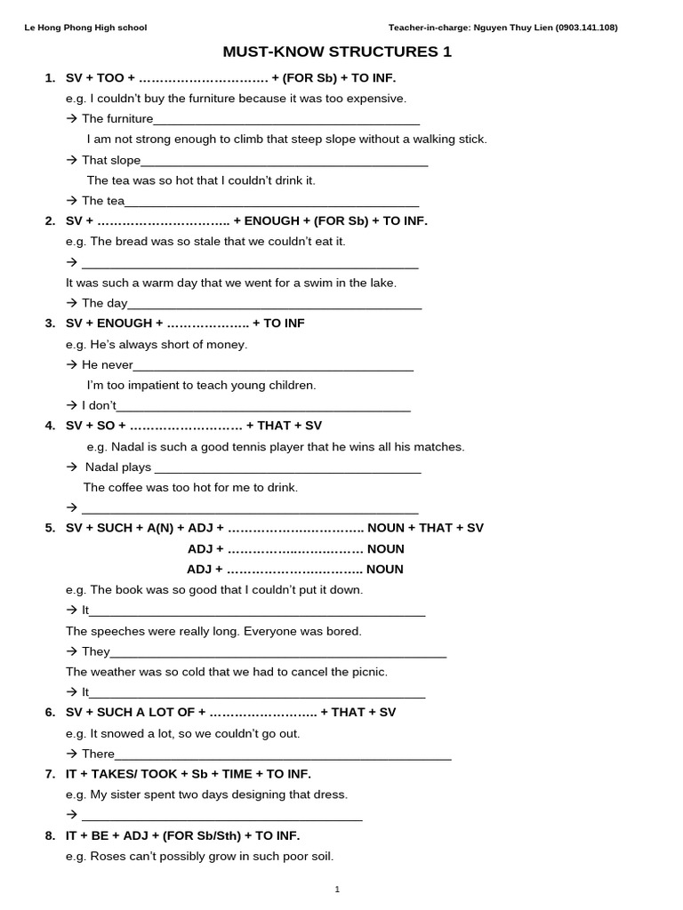 Basic Structures 1 (Students - Version) | PDF