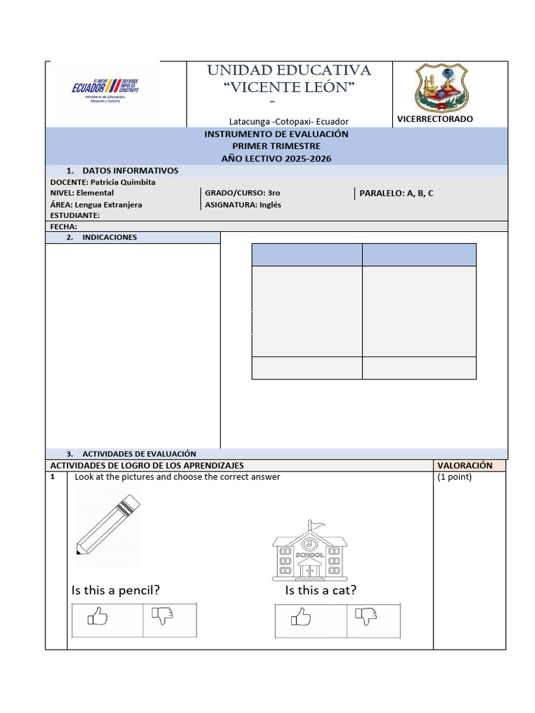 CUESTIONARIO DE INGLES 3ro A, B, C I PARCIAL | PDF | Aprendizaje ...