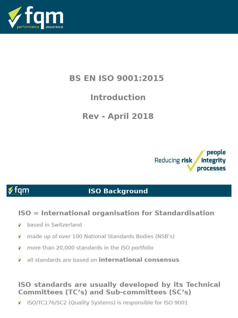 ISO 9001 2015 Introduction Training | PDF | International Organization ...