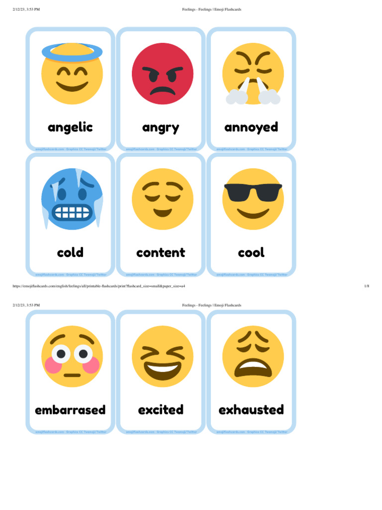 Emoji Flashcards for Feelings | PDF | Japanese Writing System | Encodings