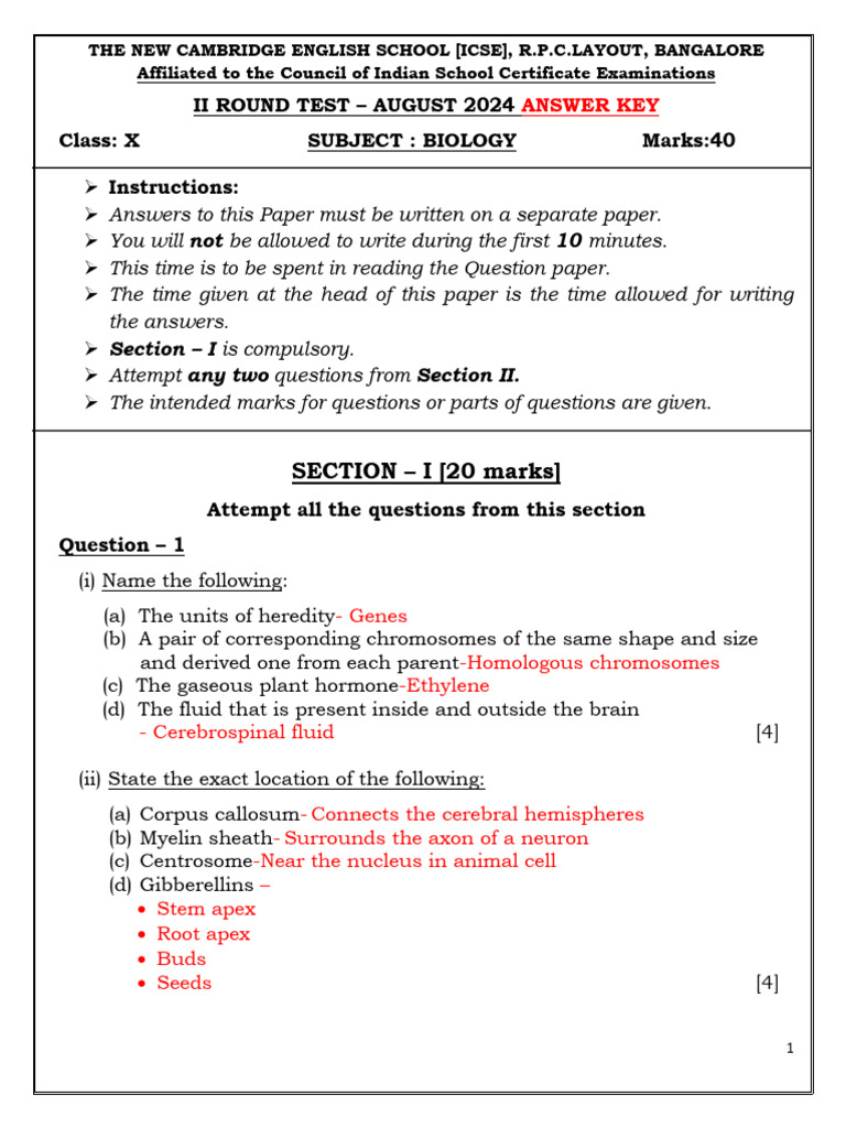 10 Biology Iirt Ak 24-25 | PDF | Meiosis | Ploidy
