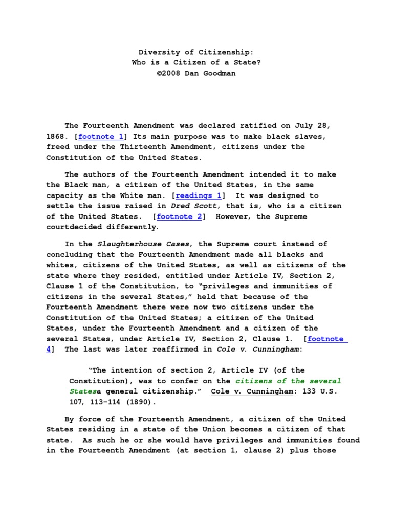 Understanding Citizenship Under the 14th Amendment | PDF | Fourteenth ...