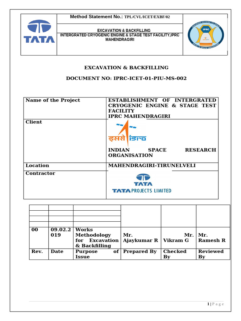 Excavation & Backfilling Method Statement | PDF