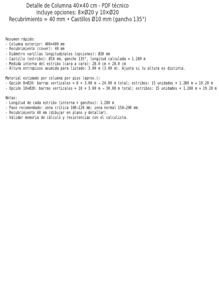 Columna 40x40 Detalle | PDF