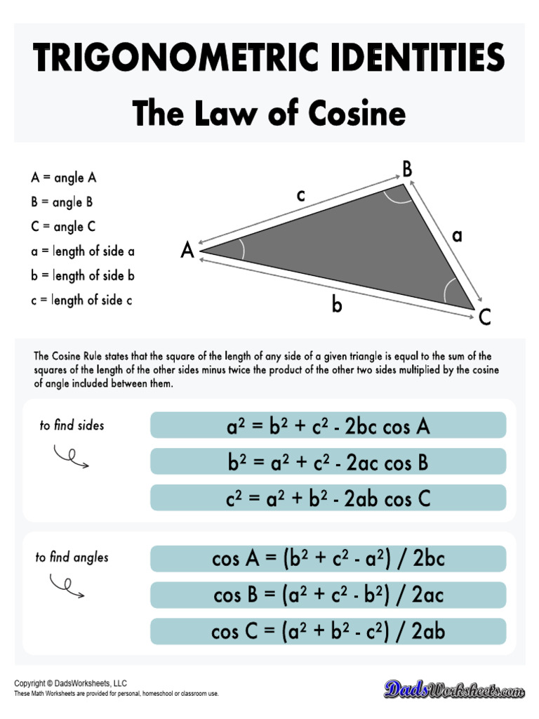 Trig Identities Cosine Rule | PDF
