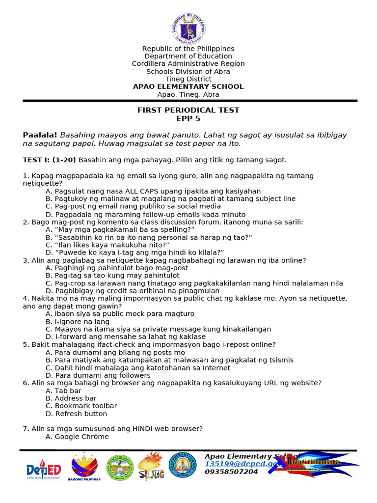 Grade 5 EPP Q1 | PDF