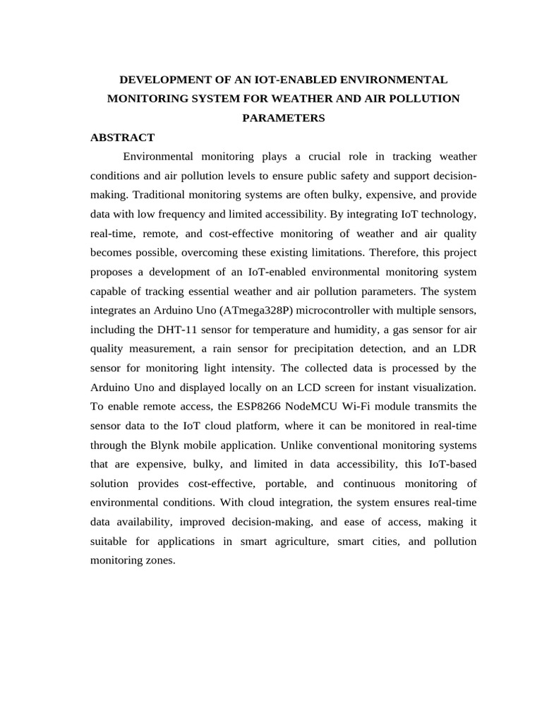 Abt - PDKT - Weather and Air Pollution Abstract and Block Diagram | PDF
