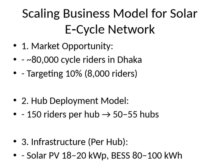 Solar E-Cycle Network Business Model | PDF