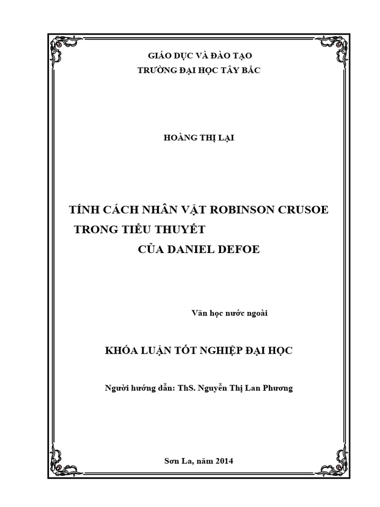 [123doc] Tinh Cach Nhan Vat Robinson Crusoe Trong Tieu Thuyet Robinson ...