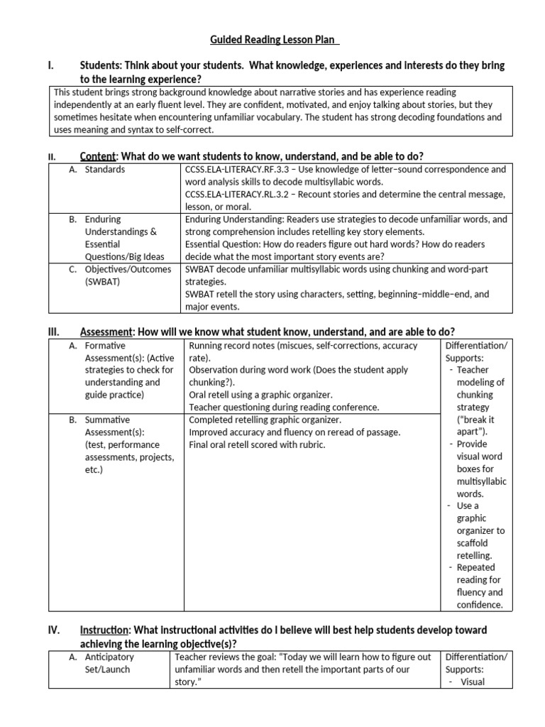 Lesson Plan Template (EELP - Guided Reading) | PDF | Communication ...