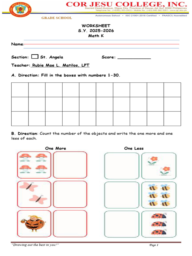 MATH-SCIENCE K Worksheet PDF | PDF