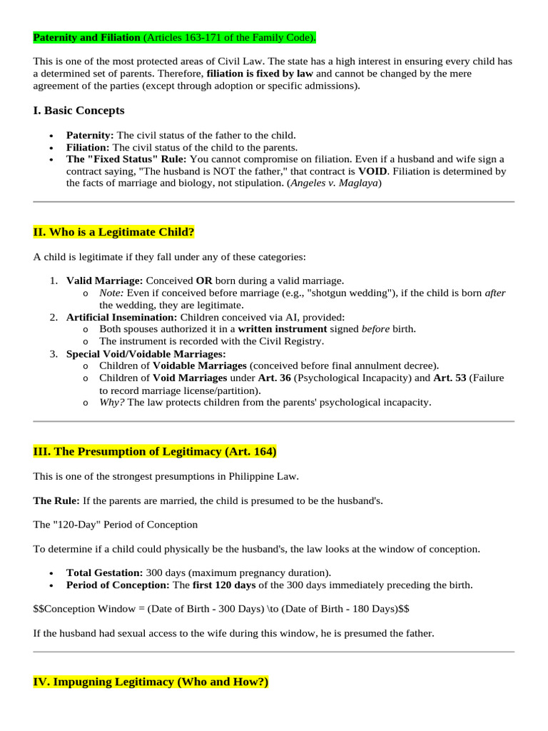 Part XI- Paternity and Filiation | PDF | Annulment | Legitimacy (Family ...