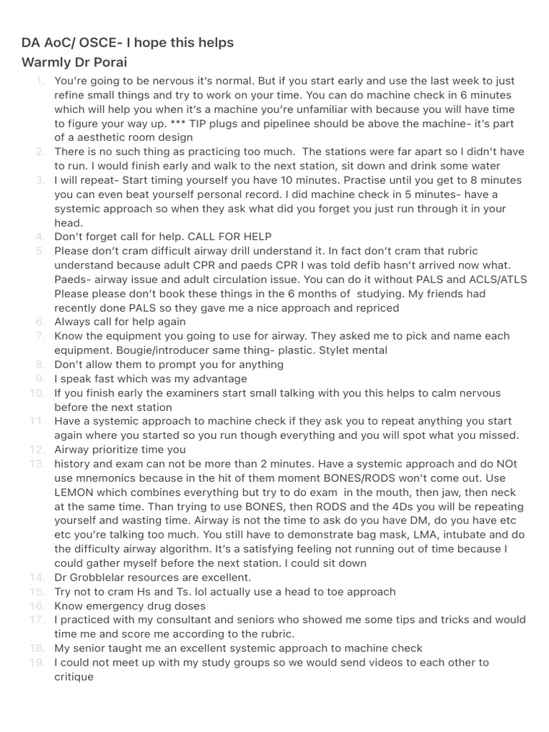 DA AoC OSCE - I Hope This Helps | PDF | Cardiopulmonary Resuscitation ...