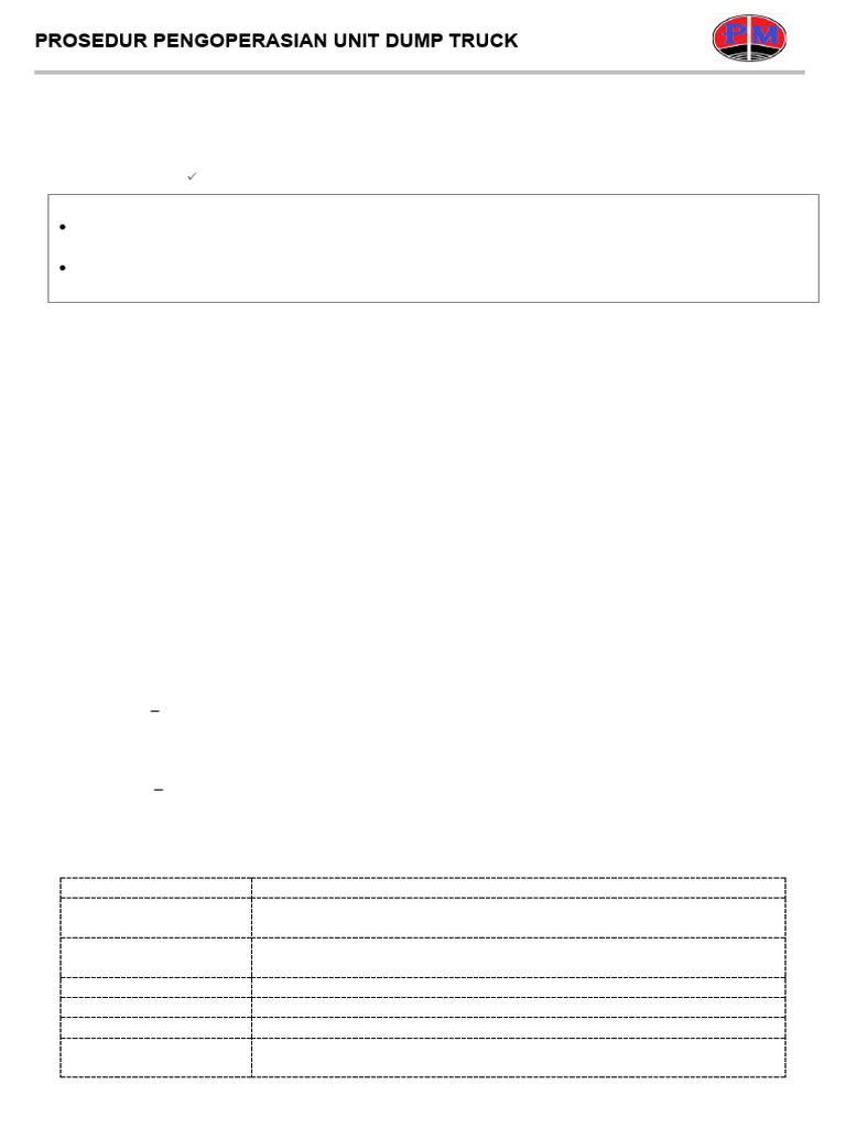 Sop - Pm-Mo-Dt02 - Prosedur Pengoperasian Unit Dump Truck Juni 2023 | PDF