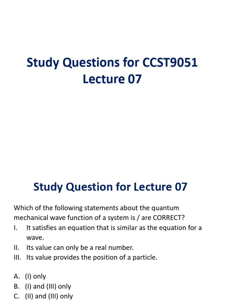 Final Quiz Style Questions for Lecture 07 | PDF
