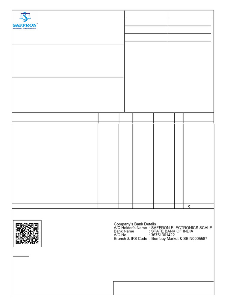 Saffron Electronics Scale Proforma Invoice | PDF | Electricity