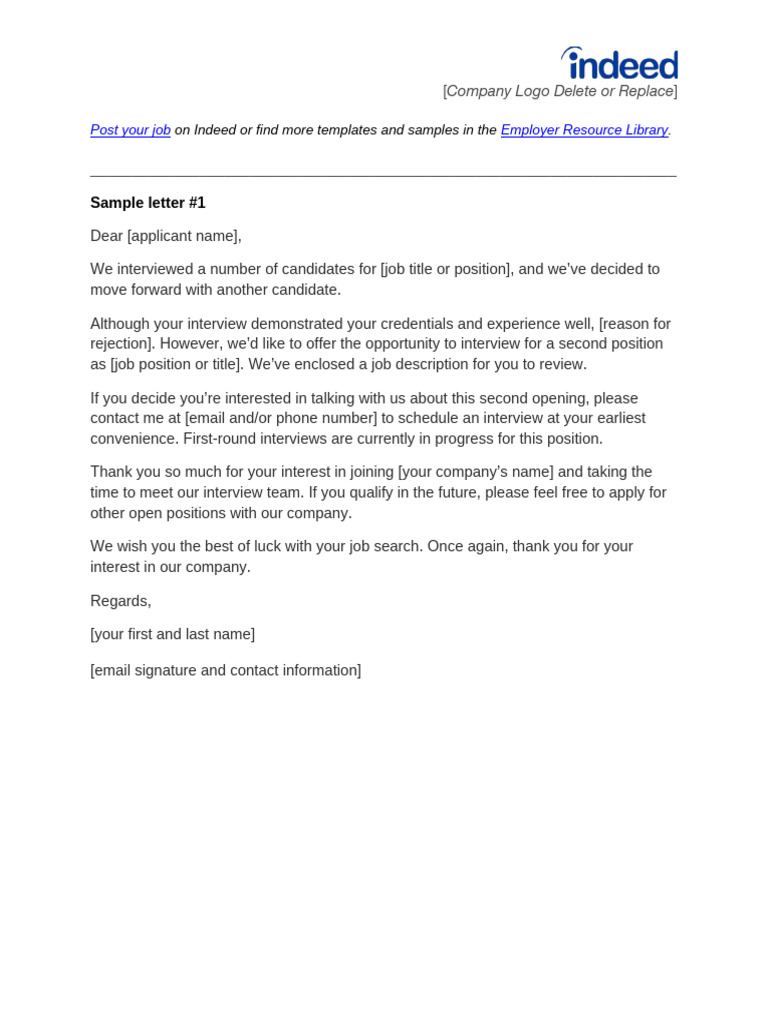 Job Rejection Letter Templates | PDF