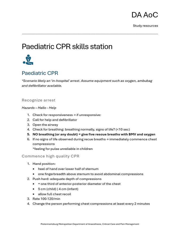 Paediatric CPR Skills Station - v2 | PDF | Cardiopulmonary ...