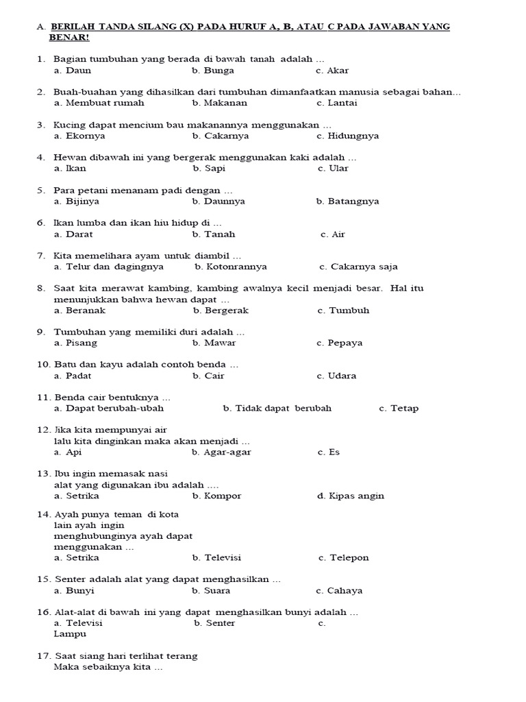 454724249-Soal-UAS-IPA-Kelas-2-SD-Semester-2 | PDF